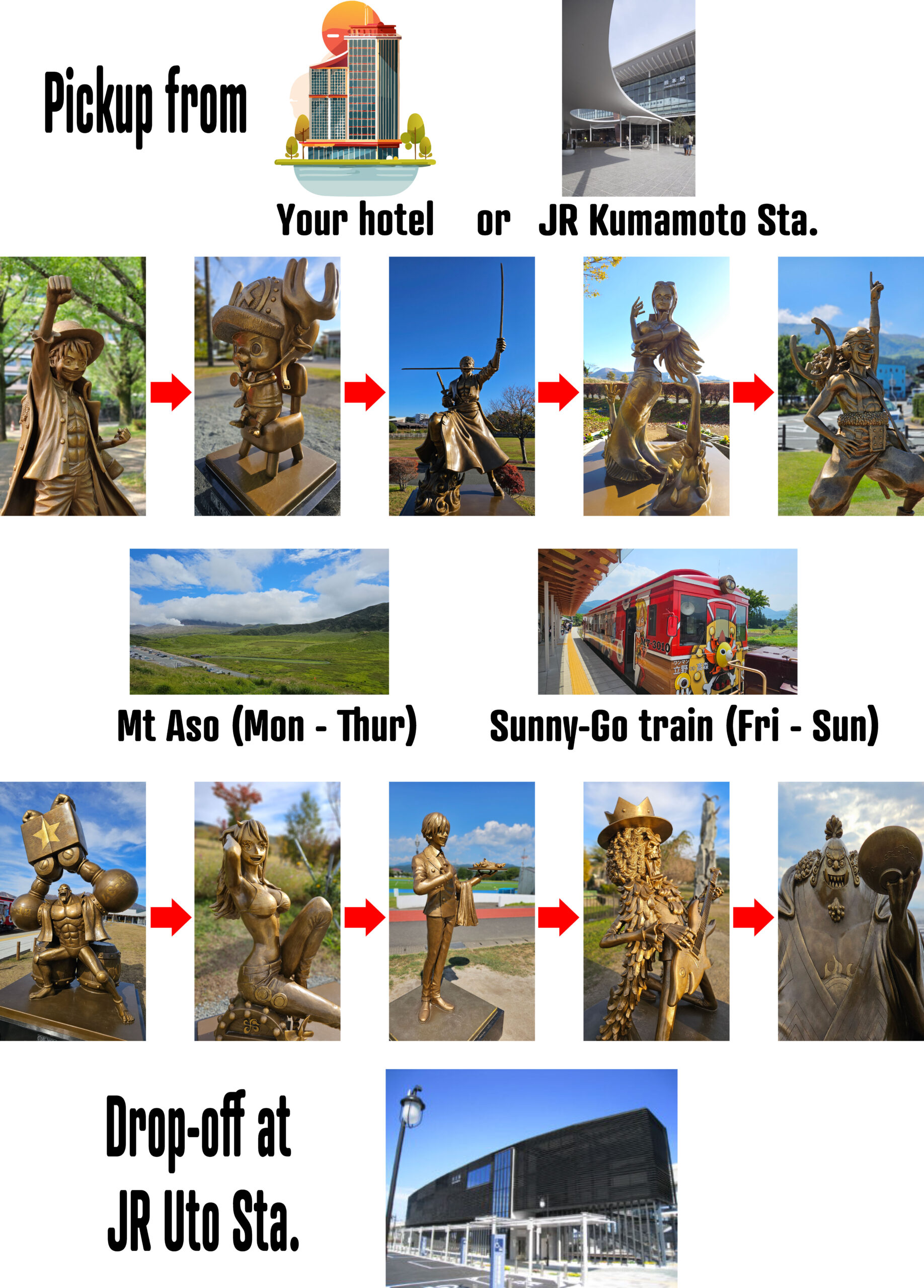 ONE PIECE 10 Statues tour – Tourism Gokanosho — Tour Guide Schingo